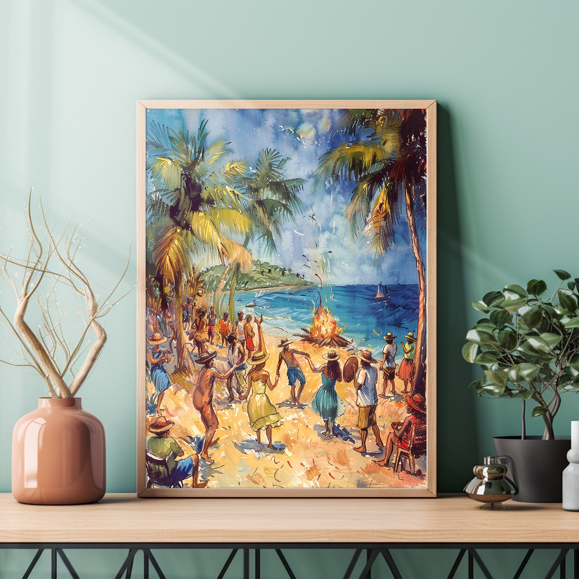 Printable Tropical Summer Beach Print, Colorful Latino Wall Art ...