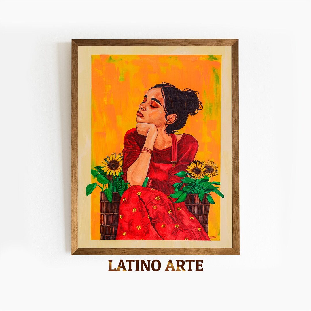 Sunflower Woman Printable Mexican Wall Art, Latin Art, Hispanic Print ...