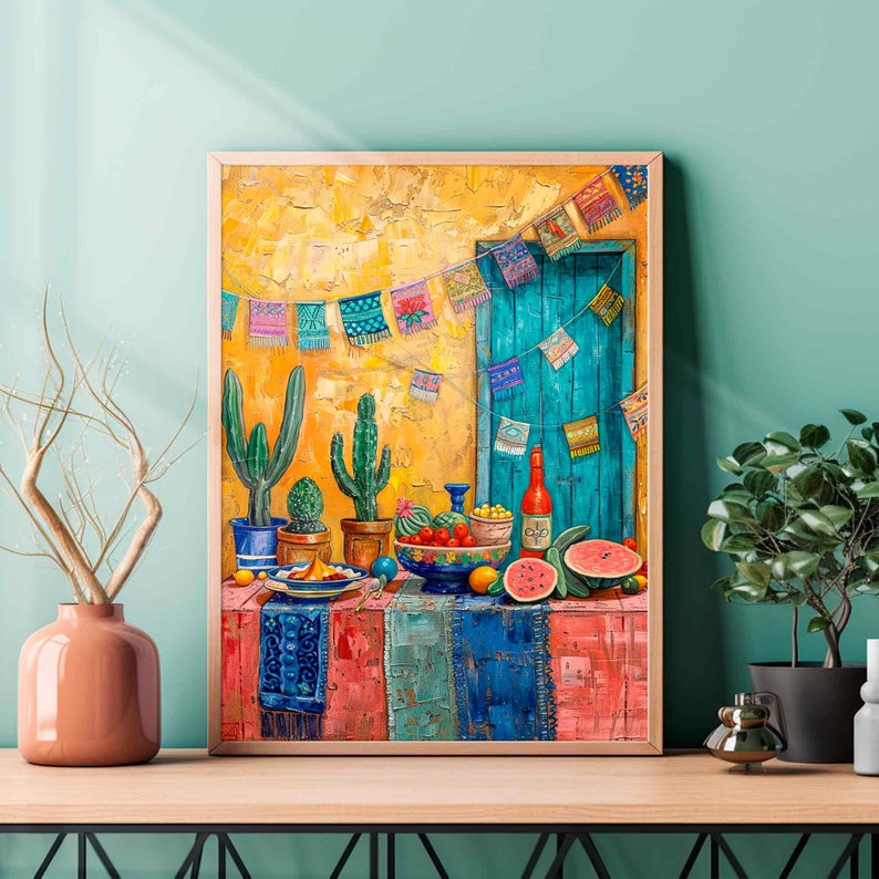 Printable Mexican Fiesta Art, Cinco De Mayo Print, Colorful Latino Wall ...