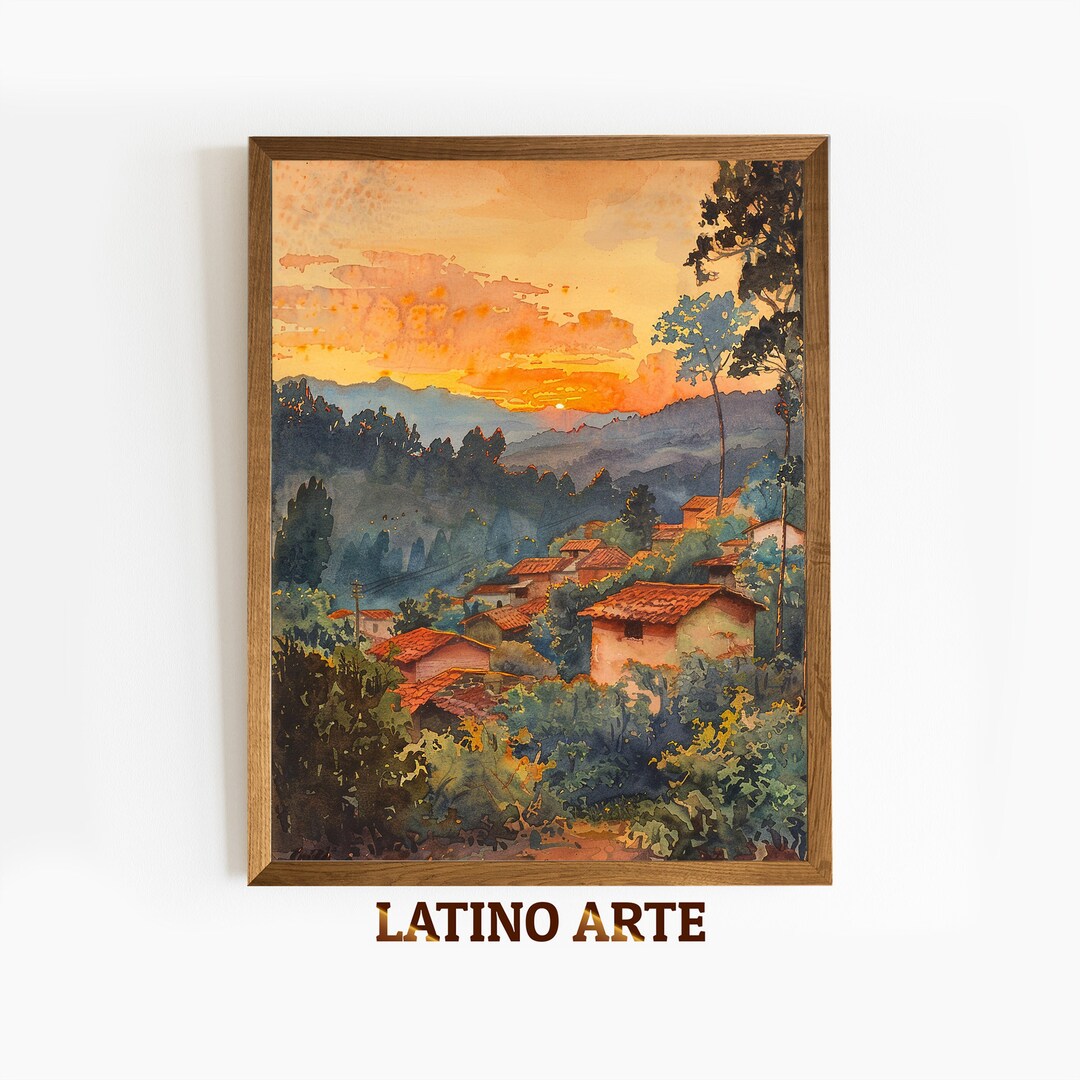 Printable Mexican Wall Art, Mountain Sunrise Landscape Painting ...