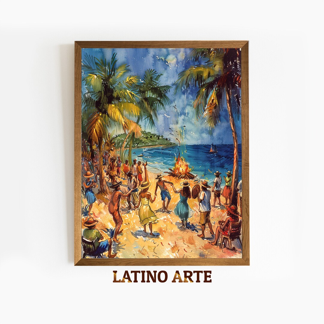 Printable Tropical Summer Beach Print, Colorful Latino Wall Art ...
