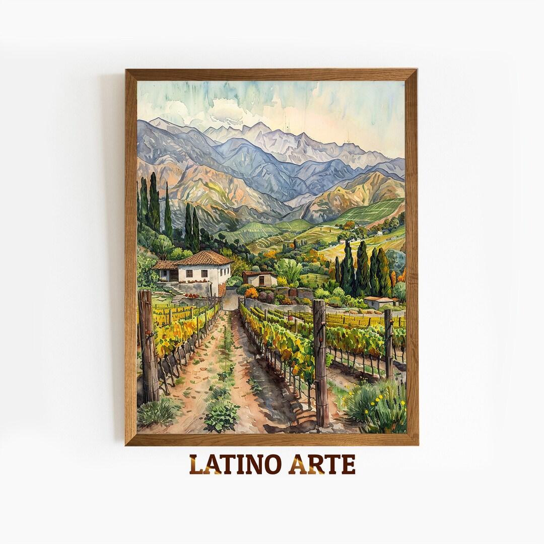Printable Latino Wall Art, Vineyard in the Andes, Latin America Art ...