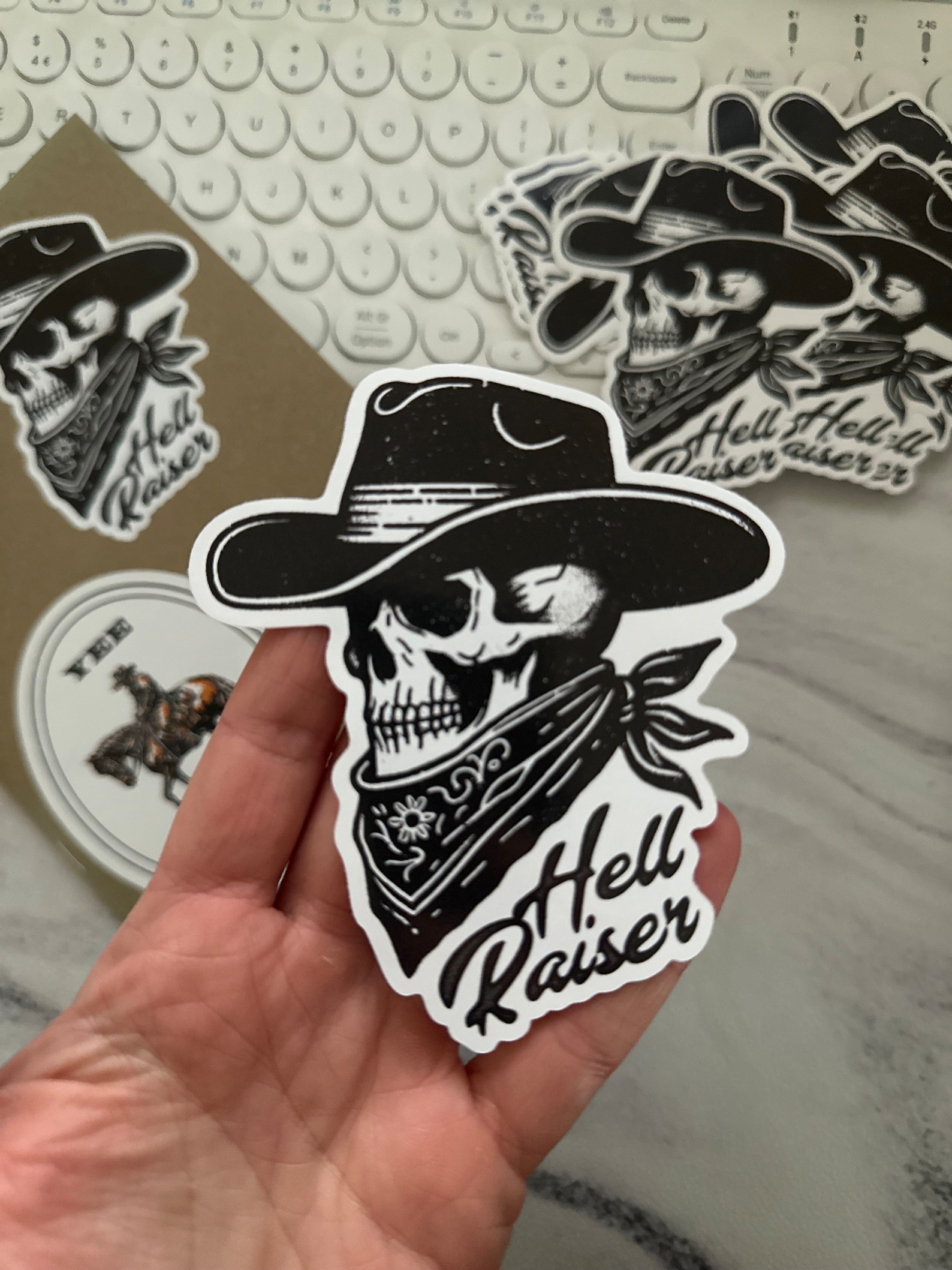 Hell Raiser, Cowboy, Skull, Tattoo, Western Sticker - Etsy