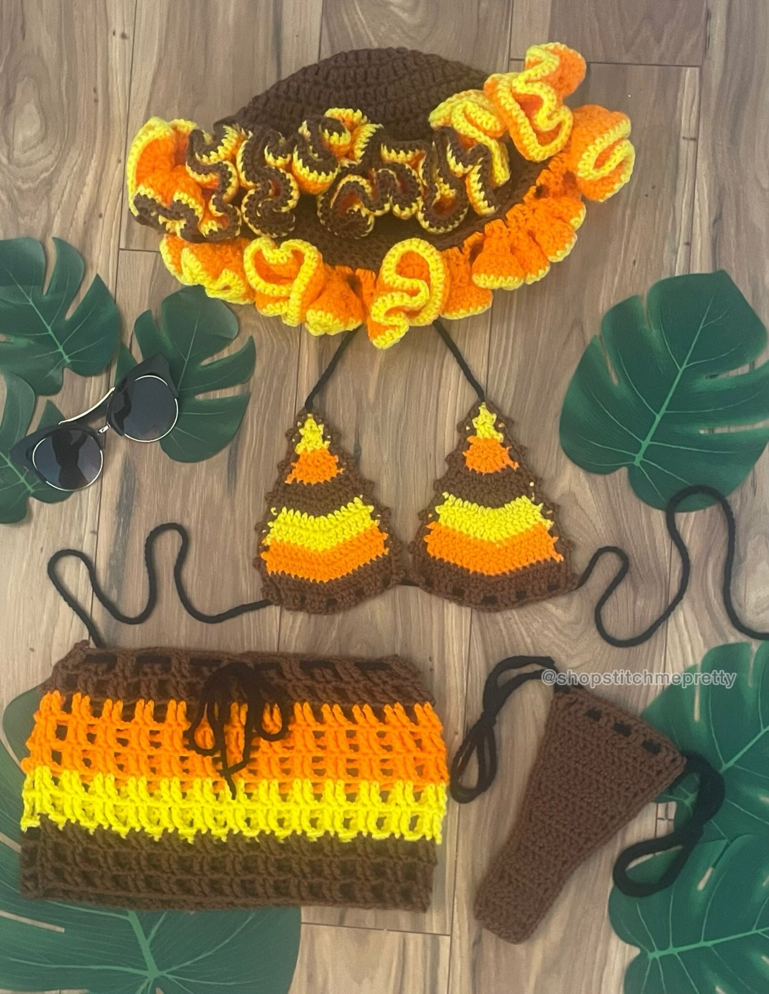 Reese's Cup Crochet Bikini Set, Crochet Bikini Cover up Set, Reese's ...