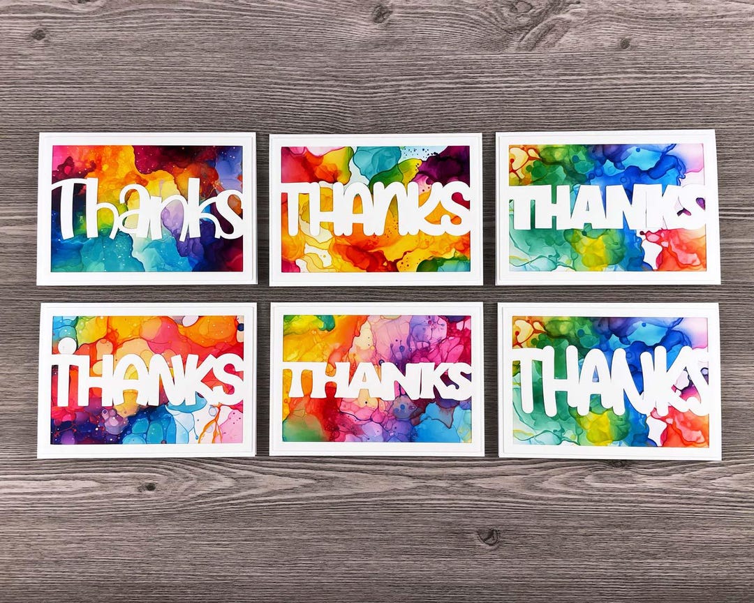 Colorful Thank You Note Cards Set 1, Rainbow Blank Thank You Note Cards ...