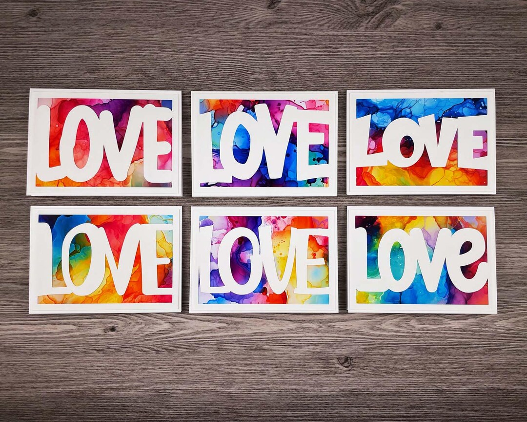Colorful Love Note Cards Set 6, Rainbow Blank Love Note Cards, Set of ...