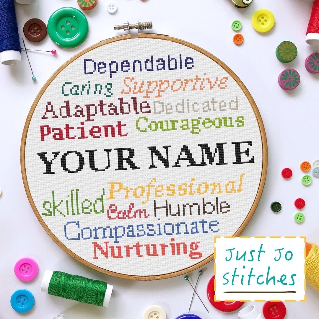 Personalized Name Cross Stitch Pattern, Inspirational Words Gift (PDF ...