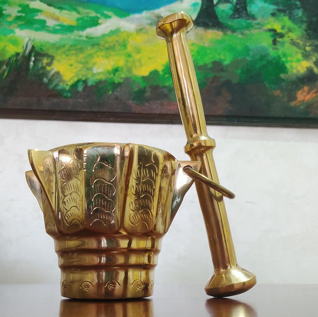 Unlacquered Brass Mortar and Pestlepestle in Brass.enhance Your Kitchen ...