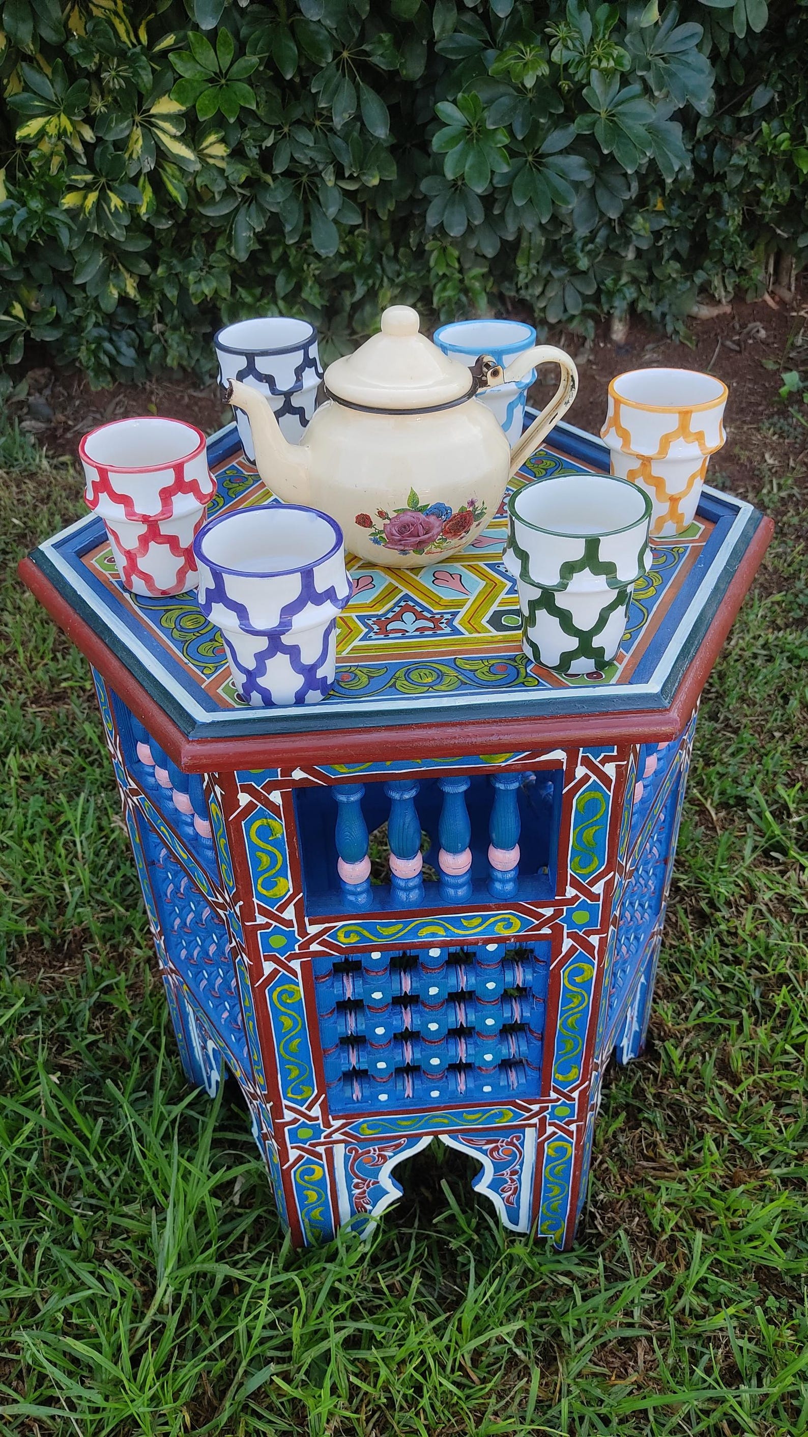 Hand-painted Moroccan Coffee Table Moroccan Side Table in Vibrant ...