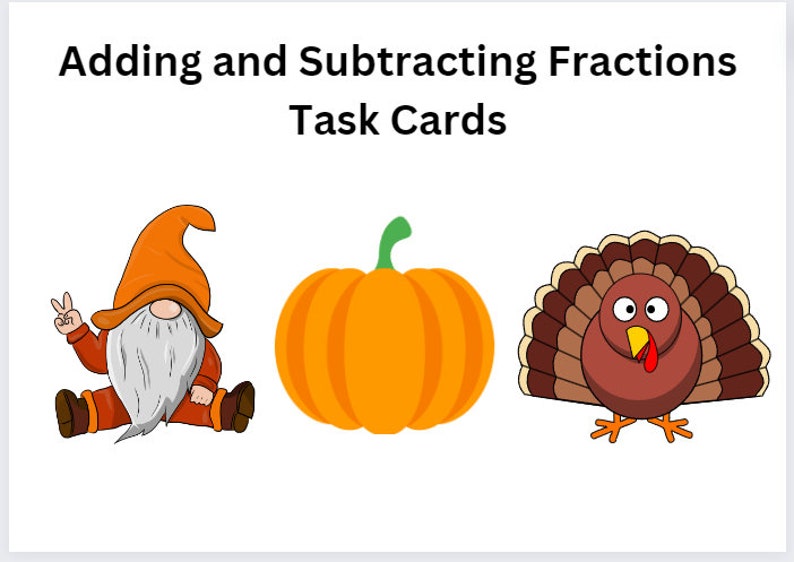 Adding and Subtracting Fractions Task Cards - Etsy
