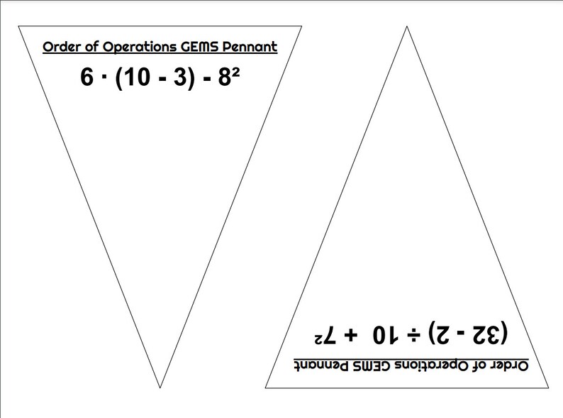 Order of Operations Pennants-add, Subtract, Multiply, Divide, Exponents ...