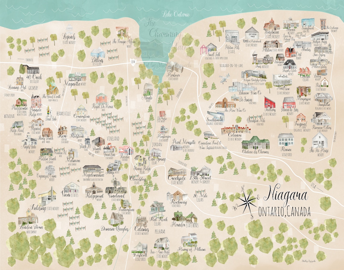 Wine Lovers Gift Niagara Grape and Wine Route Map Gift for - Etsy Canada