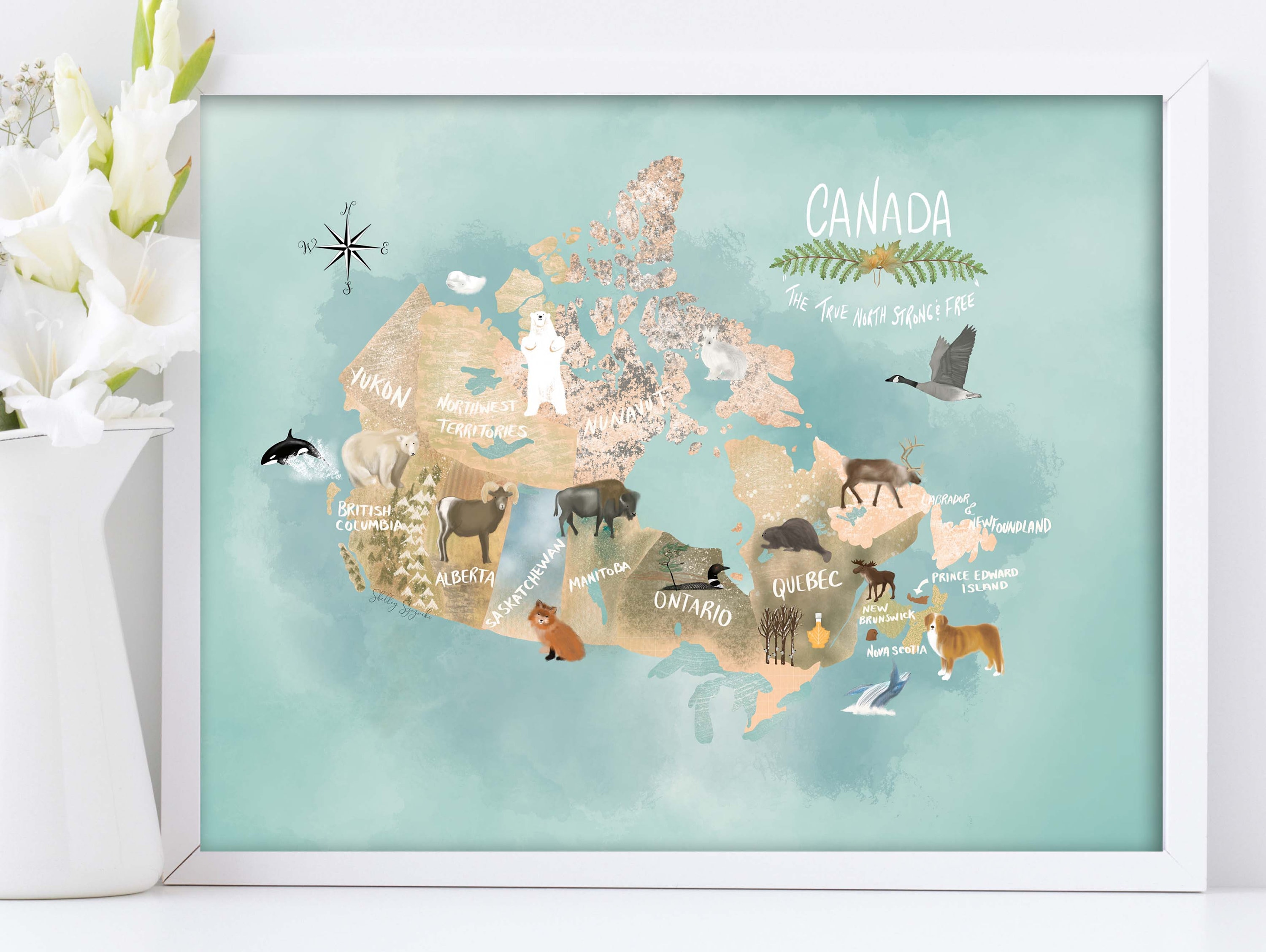 Canadian Map Watercolor Art Print Canada Map Nursery Art - Etsy Canada