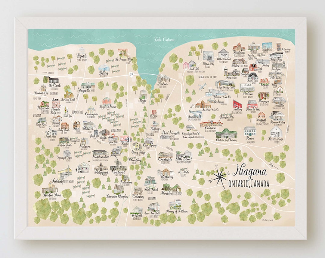 Niagara Wine Map, Map of Niagara Wineries, Gift for Wine Lover, Wine ...