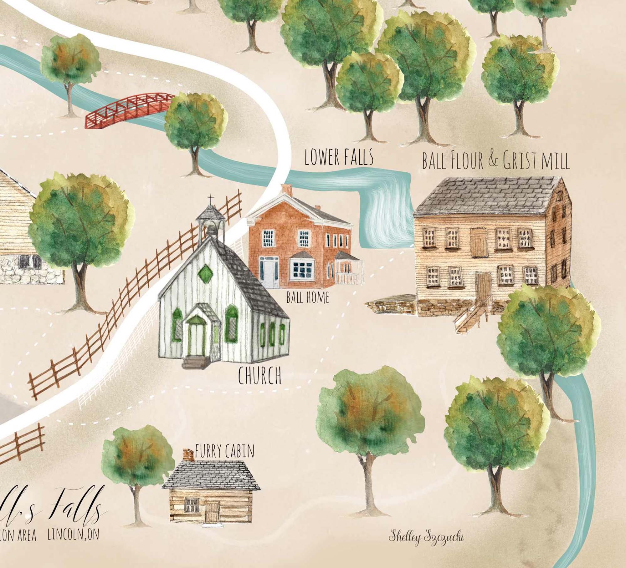 Balls Falls Ontario Illustrated Map Print, Heritage Tourism Art - Etsy