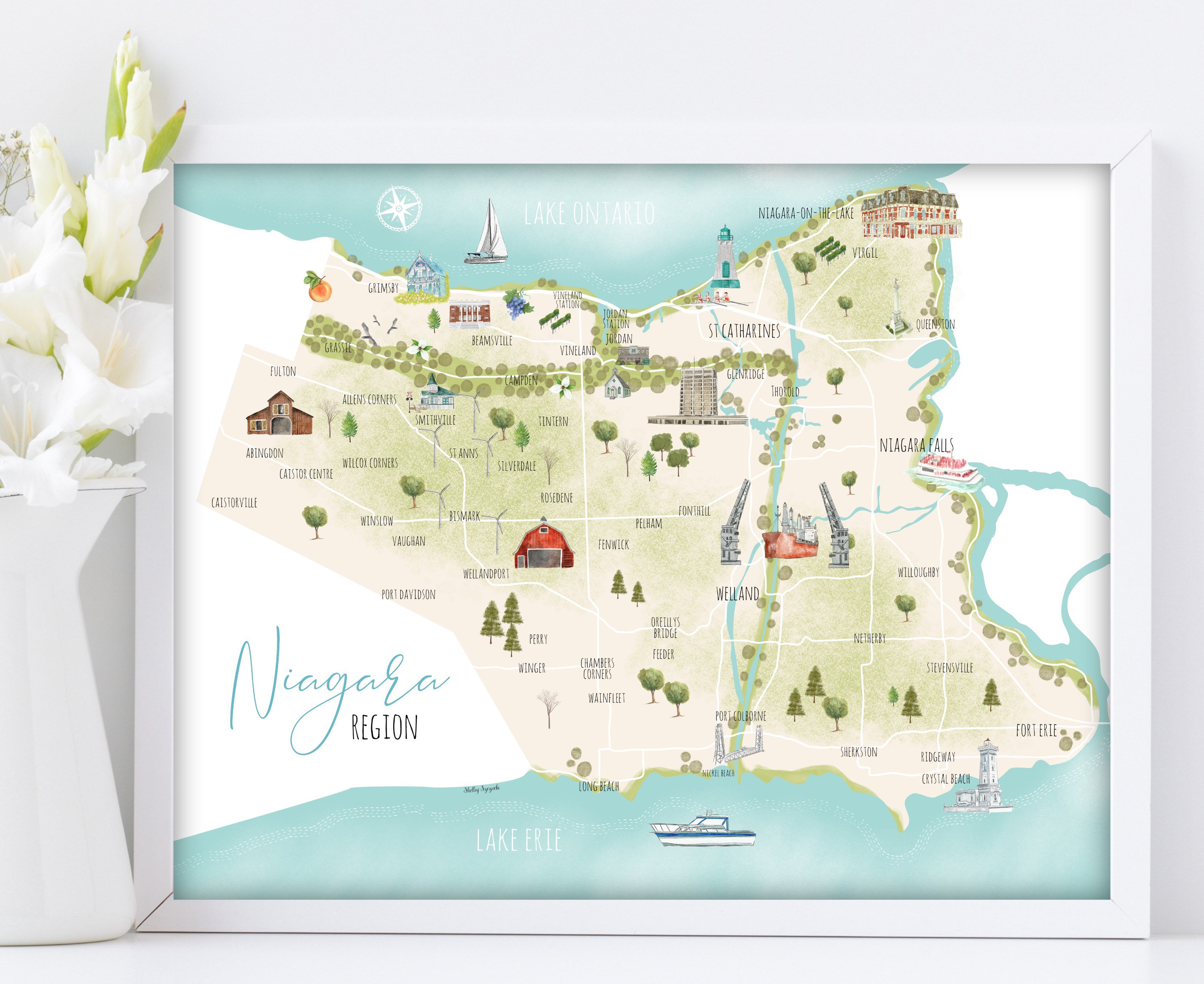 Niagara Region Map Ontario Canada, Illustrated Map, Map Illustration ...
