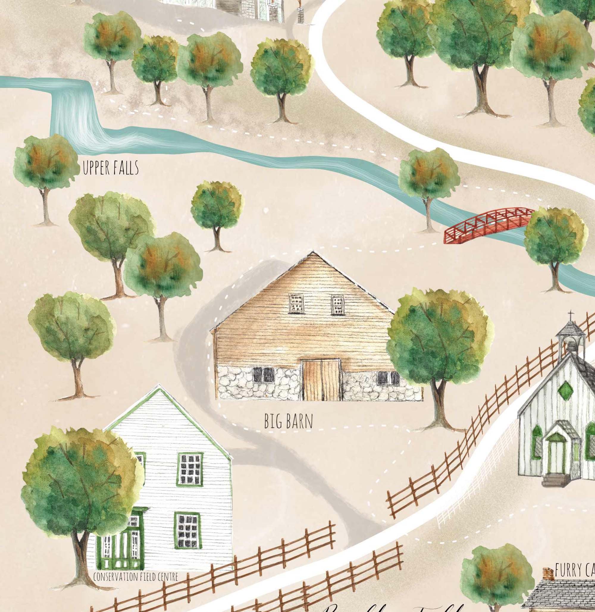 Balls Falls Ontario Illustrated Map Print, Heritage Tourism Art - Etsy