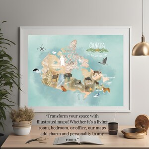 Canadian Map Watercolor Art Print, Canada Map, Nursery Art , Home Wall ...