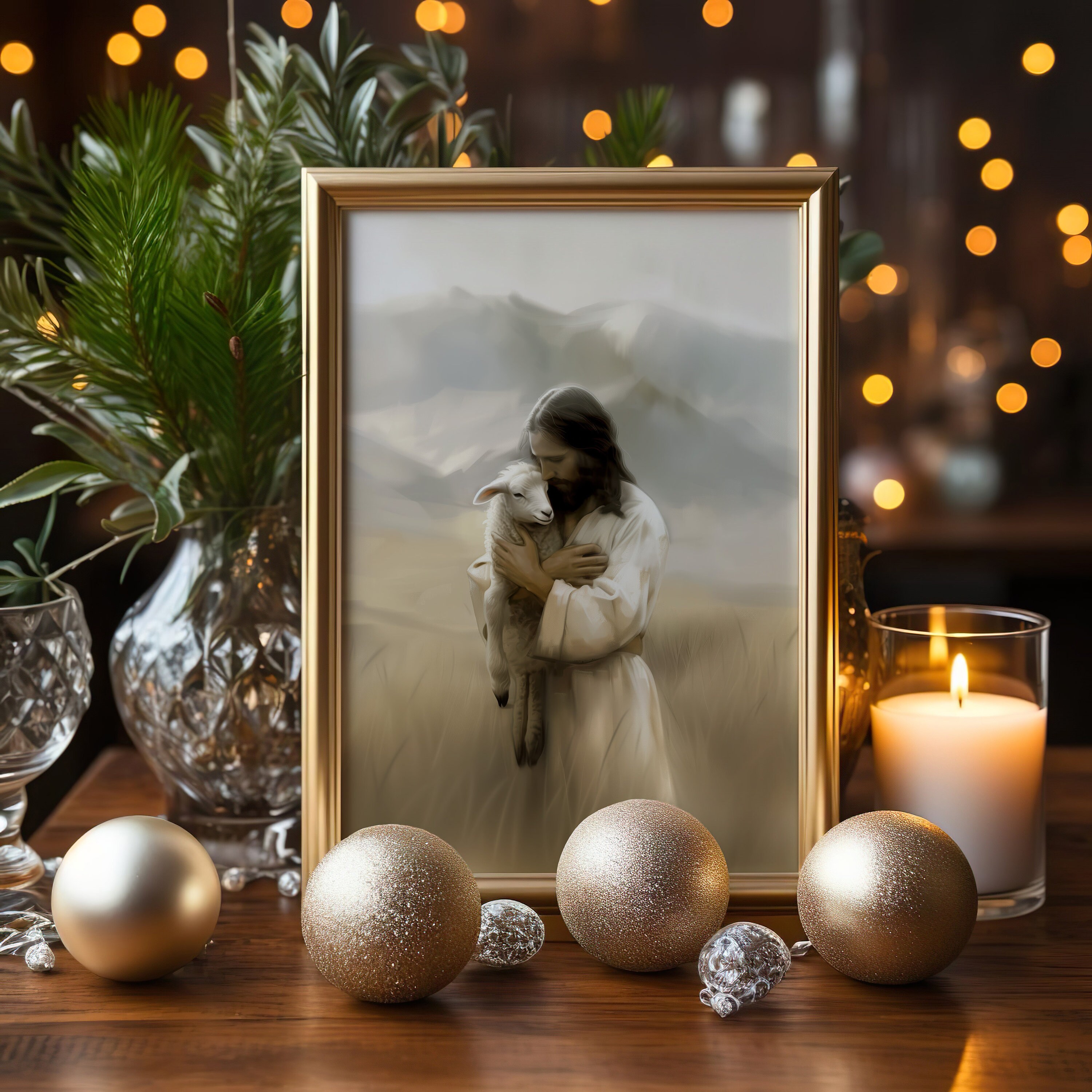 Jesus Holding Missing Lamb Oil Painting Digital Art Print for Home ...