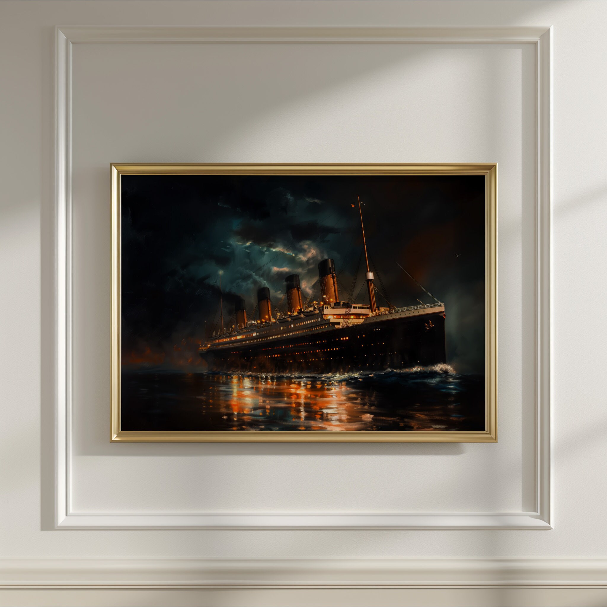 Titanic Oil Painting, Wall Decor Digital Art Print, History Art ...