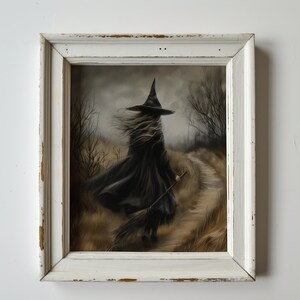 Witch Halloween Oil Painting, Wall Decor Digital Art Print, Home Decor ...