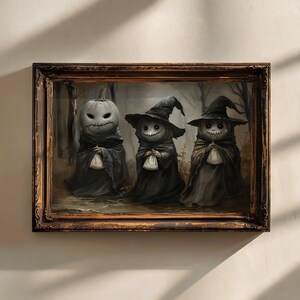 Little Monsters Trick or Treating Oil Painting | Whimsical Halloween ...