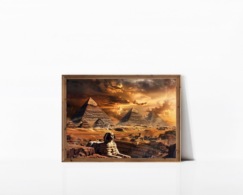 Great Pyramids Oil Painting, Wall Digital Art Print, History Art ...