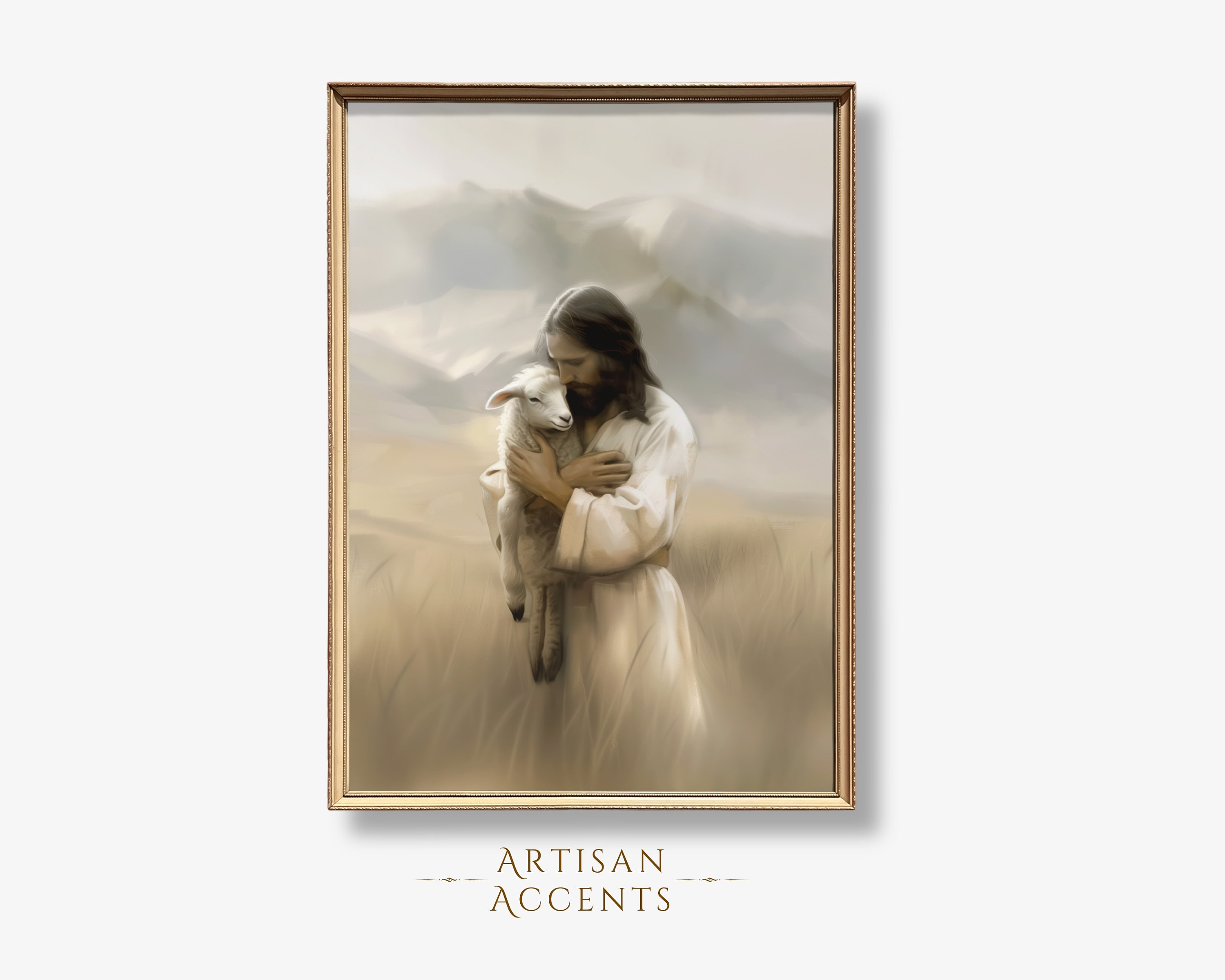 Jesus Holding Missing Lamb Oil Painting Digital Art Print for Home ...