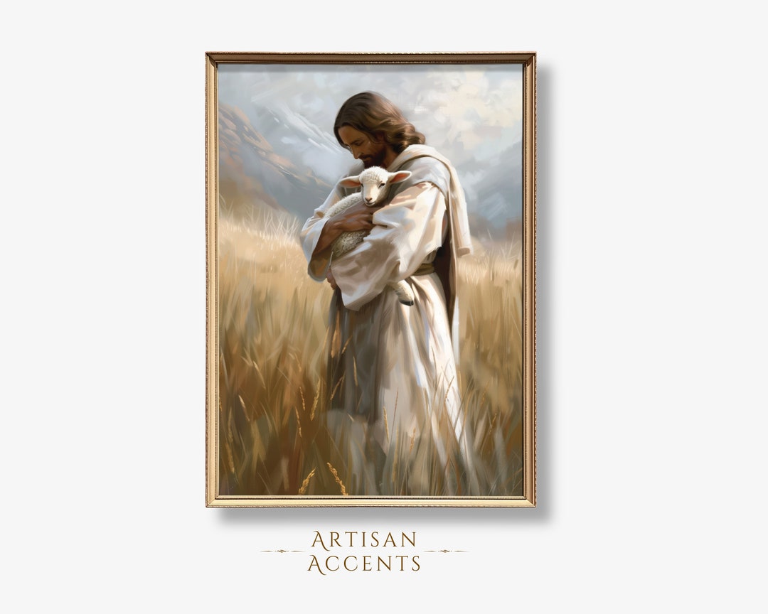 Jesus Holding Missing Lamb Oil Painting - Digital Art Print for Home ...