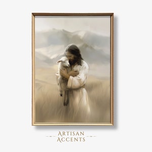 Modern Christian Art Collection | Jesus Leaves the 99 | Neutral Tones ...
