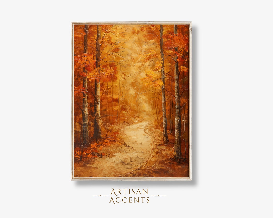 Autumn Oil Painting, Wall Decor Digital Art Print, Fall Leaves, Home ...