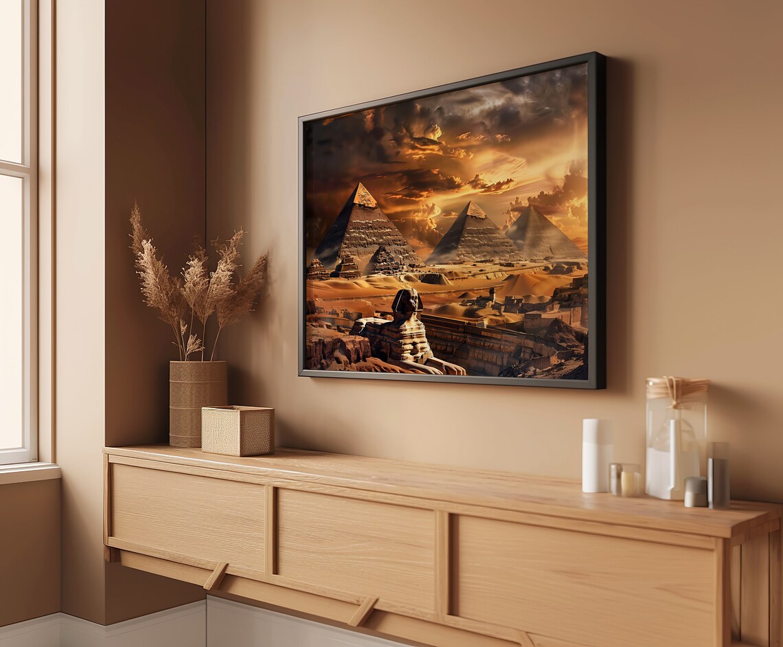 Great Pyramids Oil Painting, Wall Digital Art Print, History Art ...