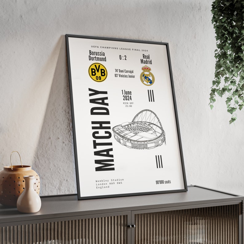 UEFA Champions League Final 2024 MATCHDAY Dortmund Real Madrid Poster ...