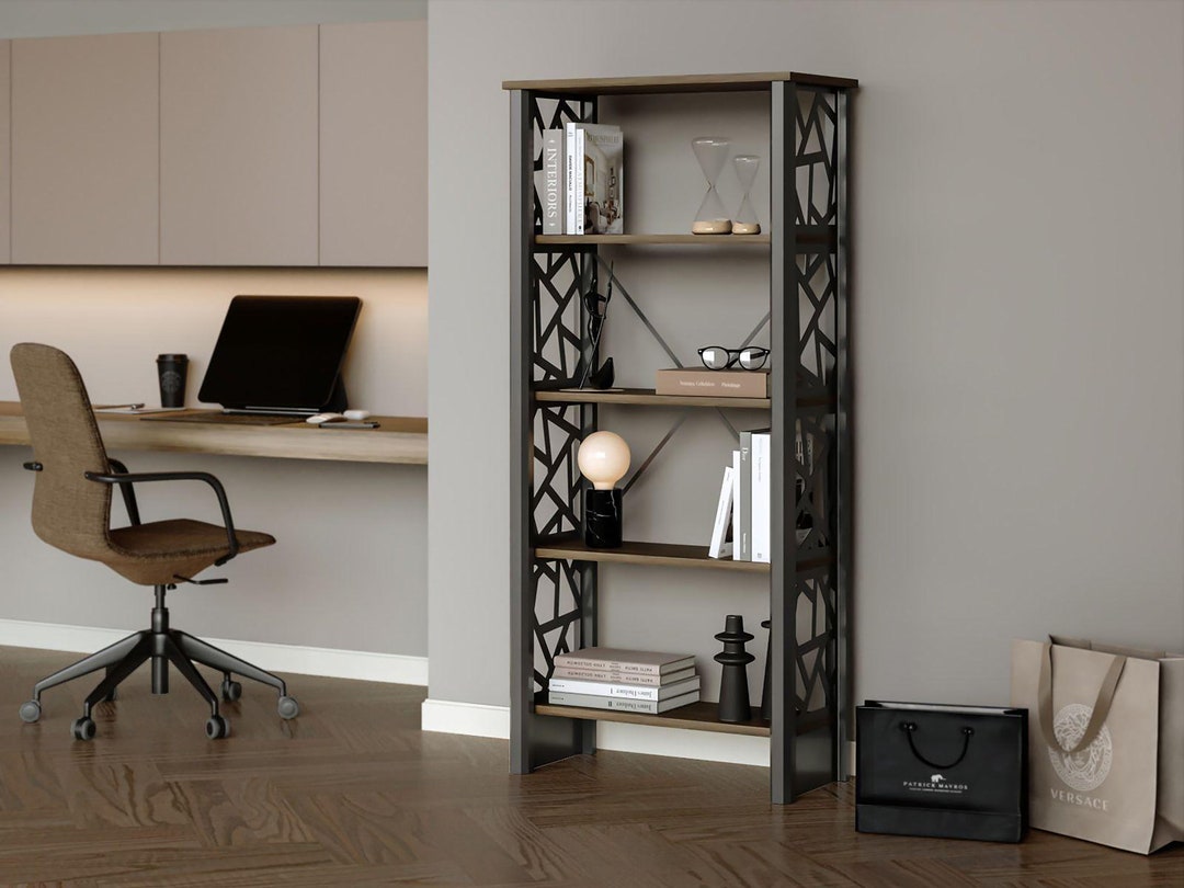 Modern Bookcase Shelving Unit, Industrial Style Display Stand ...