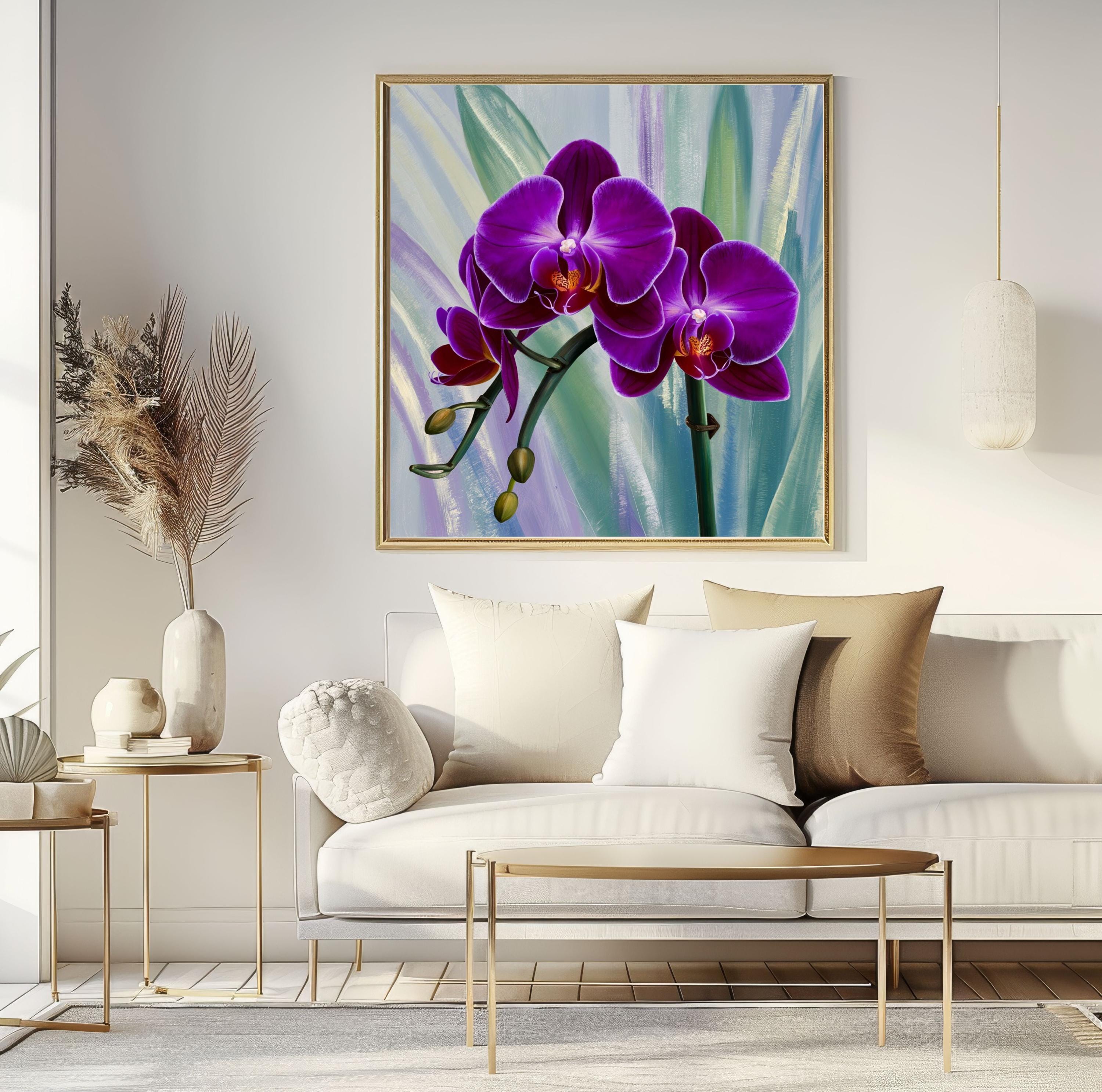 Purple Orchids Print - Digital Art Download - Vibrant Botanical Art ...