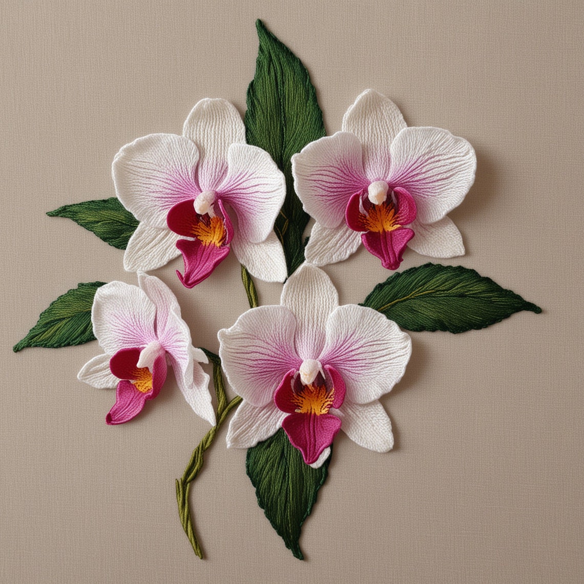 Orchid Wall Art Hand-embroidered White Orchids in Hoop Floral Decor for ...