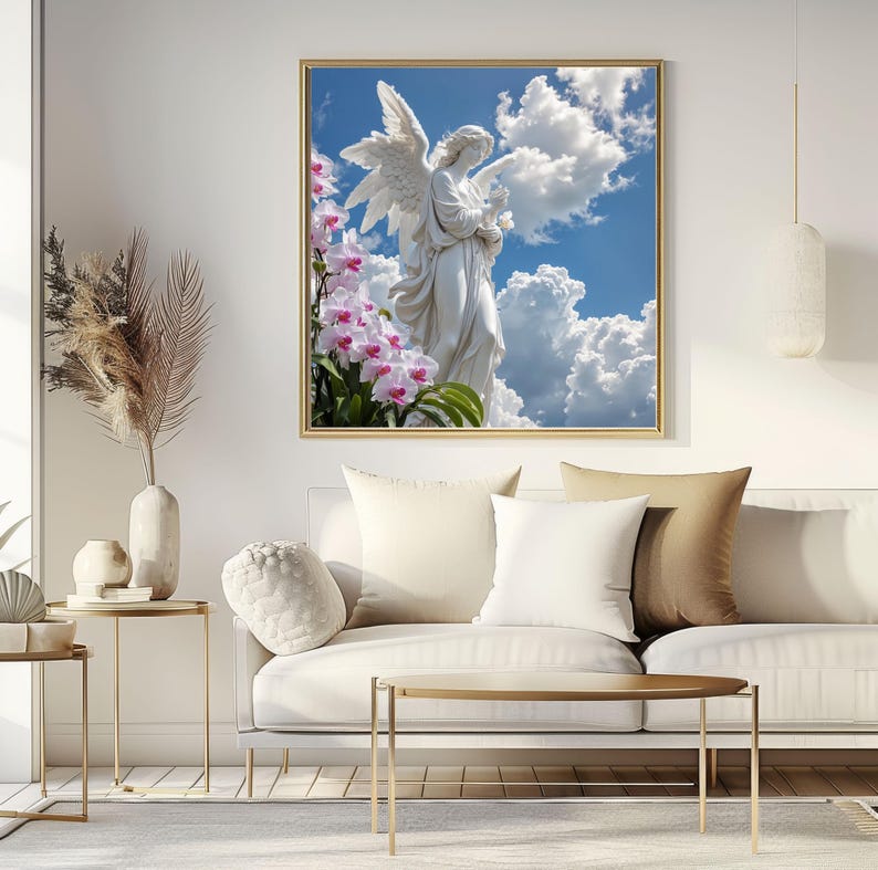 Orchid Angel Statue With Pink Blooms - Graceful Garden Decor With ...