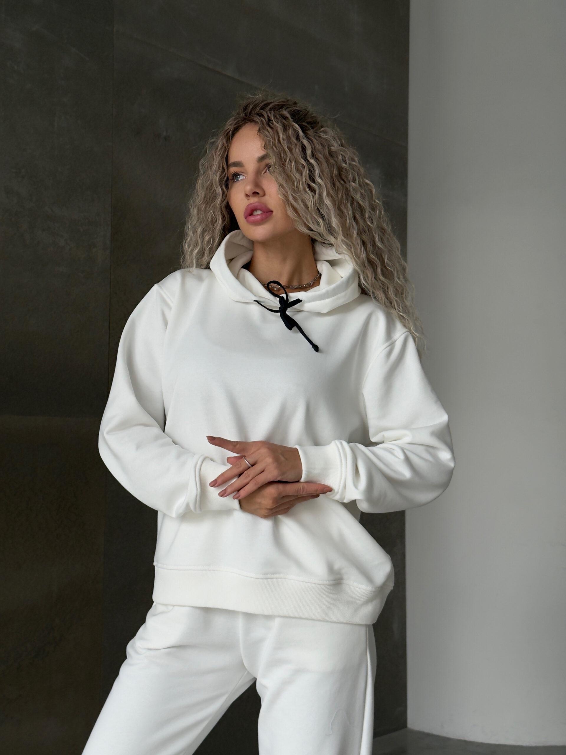 Women's Cozy Hoodie & Joggers Set - White Stylish Tracksuit for Women ...