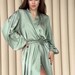 Elegant Mint Green Silk Bridal Robe - Wide Sleeve Satin Gown - Perfect ...