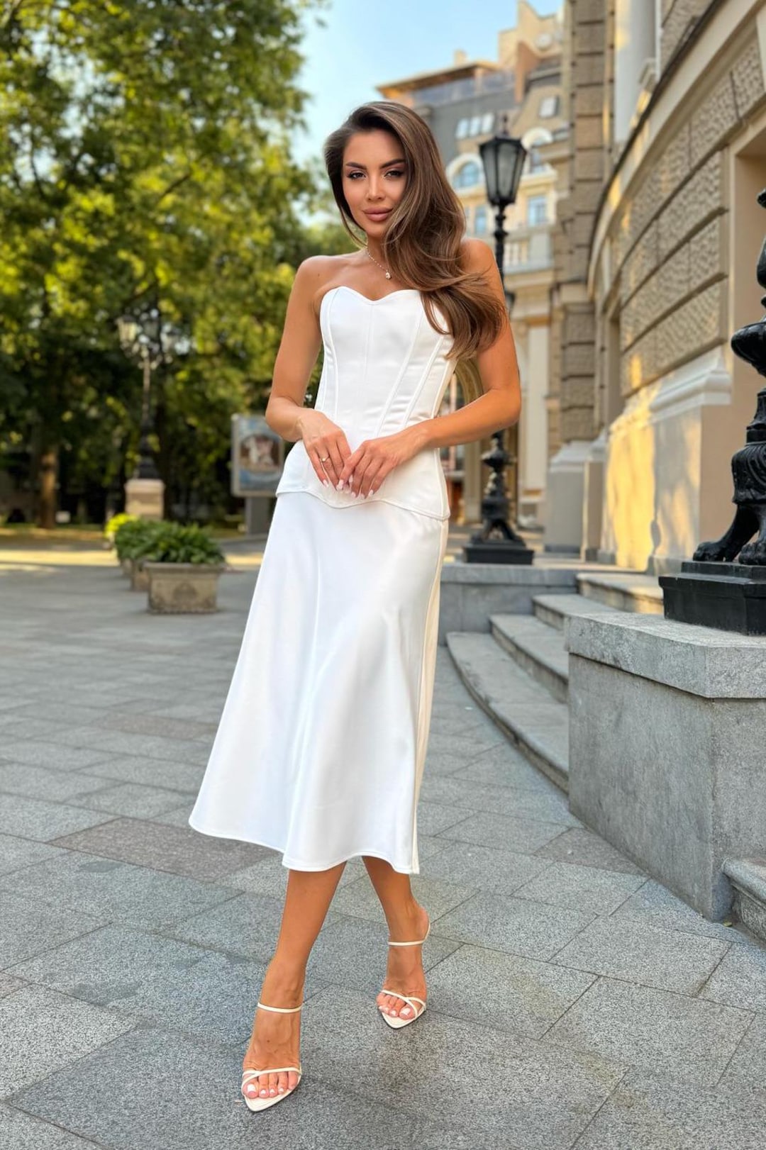 White Satin Wedding Dress Bustier Top - Overbust Corset - Elegant ...