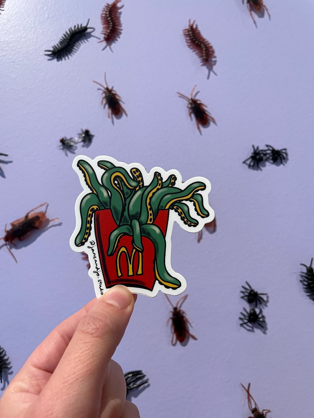 Tentacle French Fries Sticker | Horror Mcdonald's Art | Green Tentacles ...