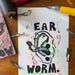 EAR WORM Linocut Print – Black Ink Block Print | Quirky Wordplay Art ...