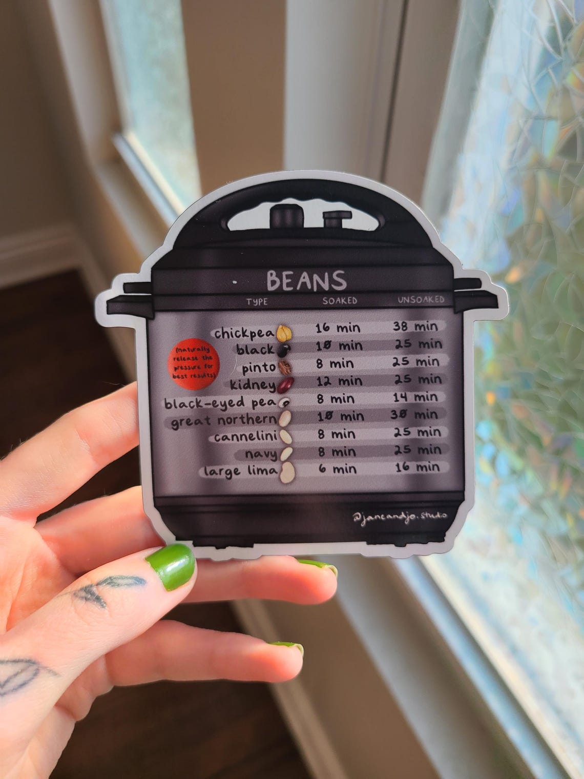 Instant Pot Beans Cooking Times Magnet | Soaked, Unsoaked | 4-inch ...