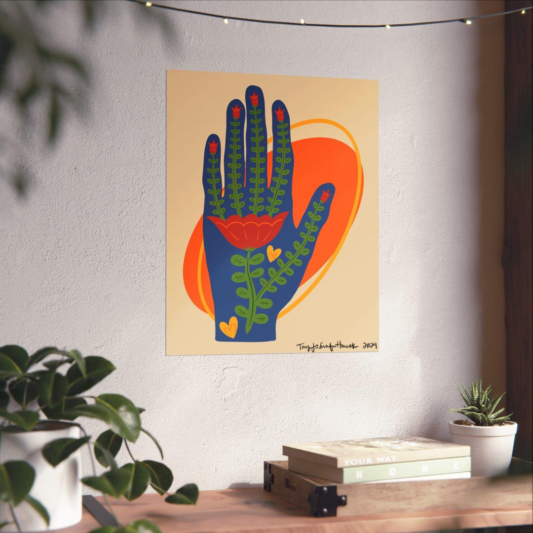 Handful of Flowers Print | Folk Art | Floral Print | Digital Drawing ...