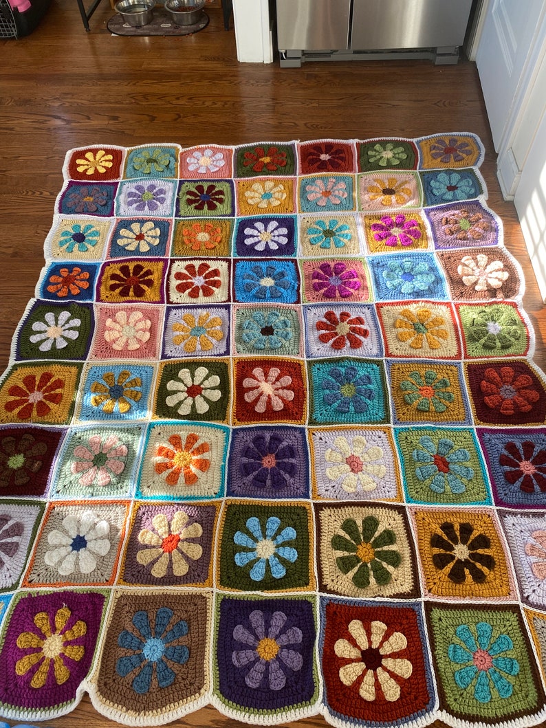 Crochet Daisy Throw Blanket - Etsy