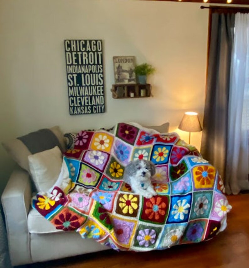 Crochet Daisy Throw Blanket - Etsy