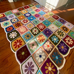 Crochet Daisy Throw Blanket - Etsy