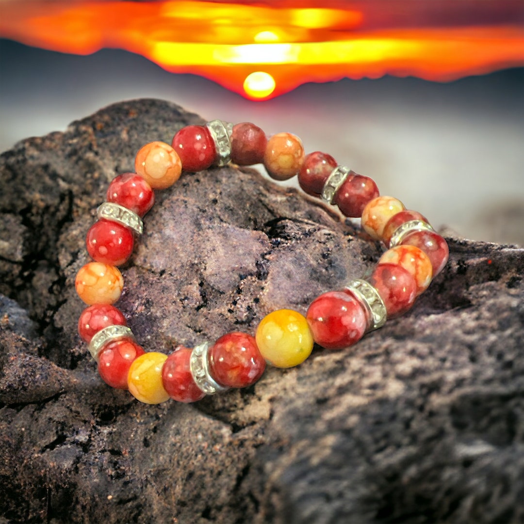 Sunset Valley Earthy Sunset Bead Bracelet - Etsy