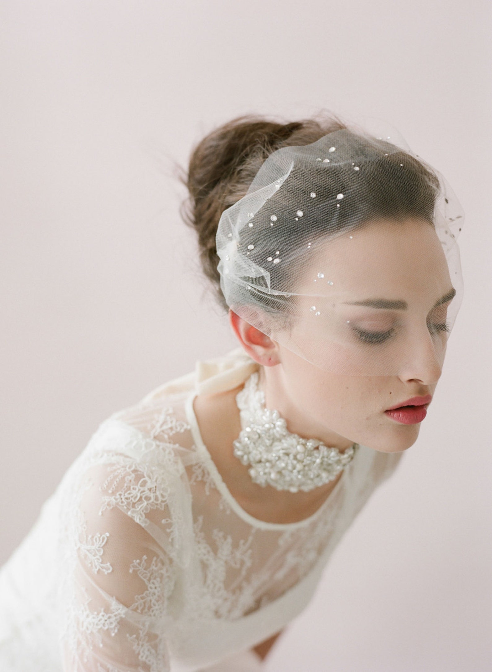 Bridal Bandeau Veil - Rhinestone Adorned Tulle Bandeau Veil - Style 425 ...