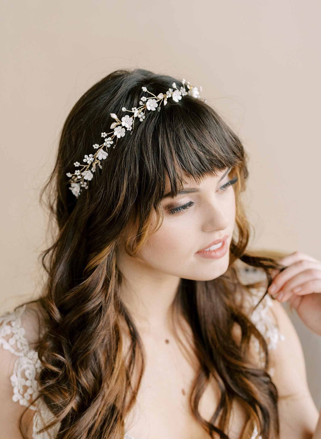 Bridal Hair Flower Vine, Crown - Flower Fields Hair Vine - Style #2134 ...